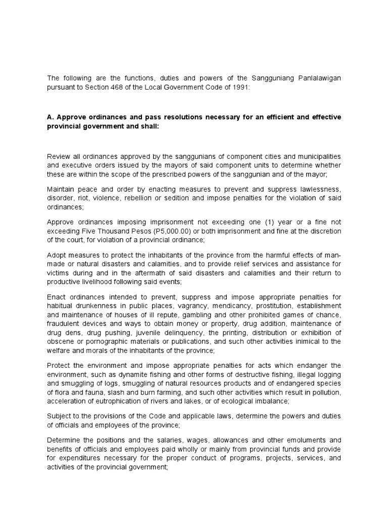 Roles and Functions of A Provincial Board Member | PDF | Local ...