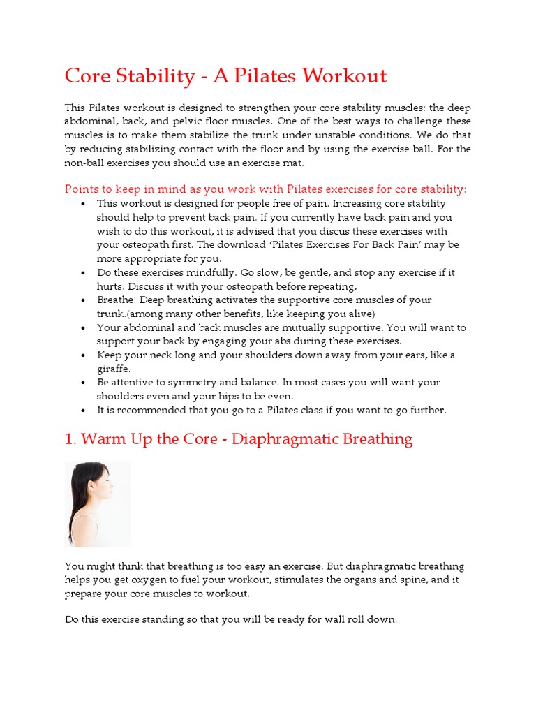 Pilates Core Stability Workout Guide | PDF | Pilates | Abdomen