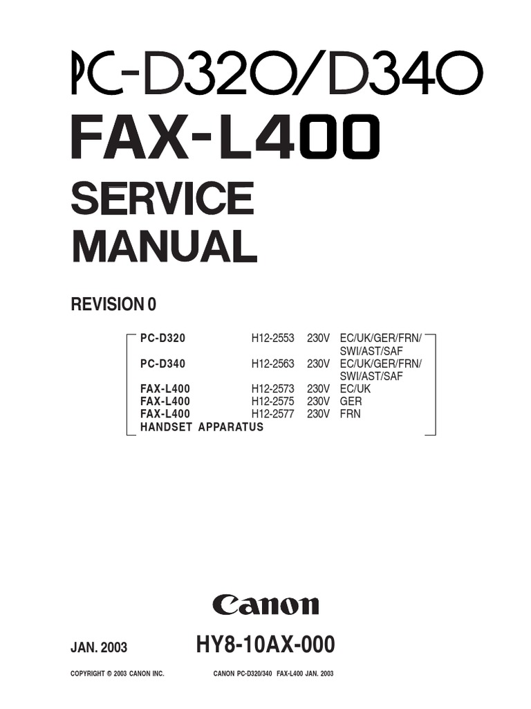 Canon PC D340 Service Manual | PDF | Usb | Electrical Connector