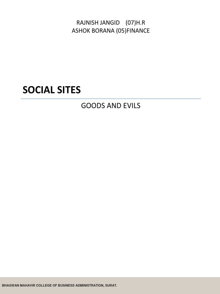 Social Sites: Goods and Evils | PDF