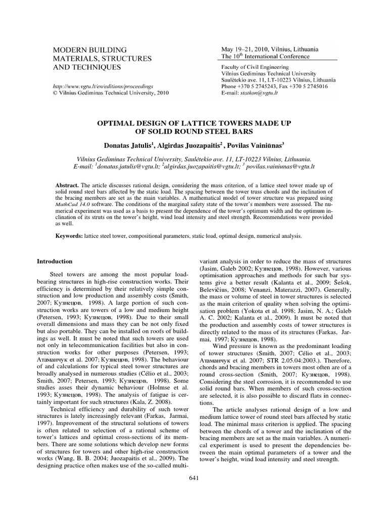 Lattice Tower | PDF | Mathematical Optimization | Bending
