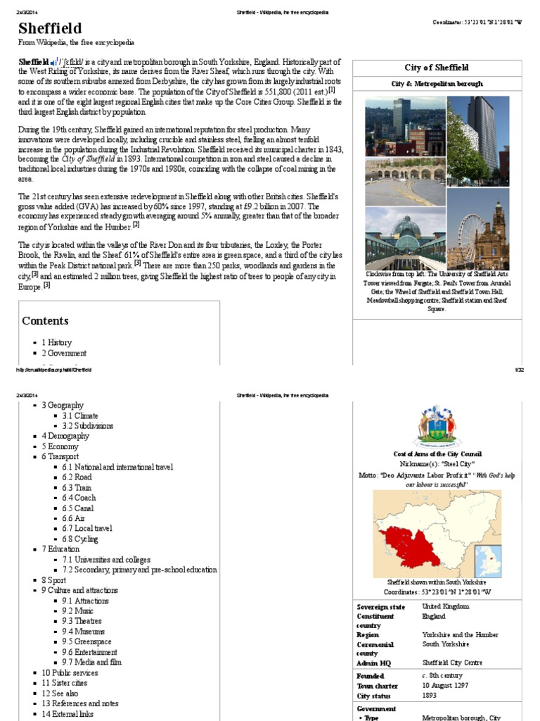 Sheffield City | Download Free PDF | Sheffield