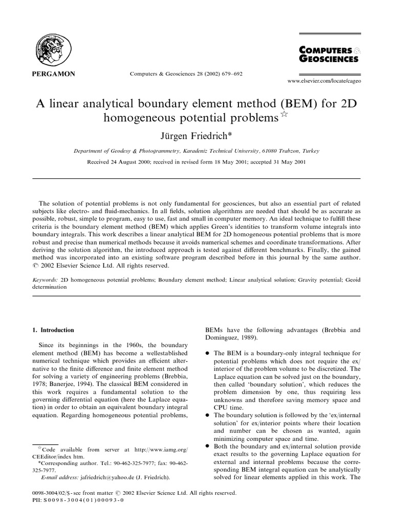 A Linear Analytical Boundary Element Method 2d Pdf Boundary Element