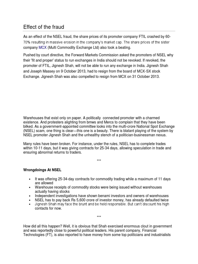 Nsel Scam | PDF | Investing | Microeconomics