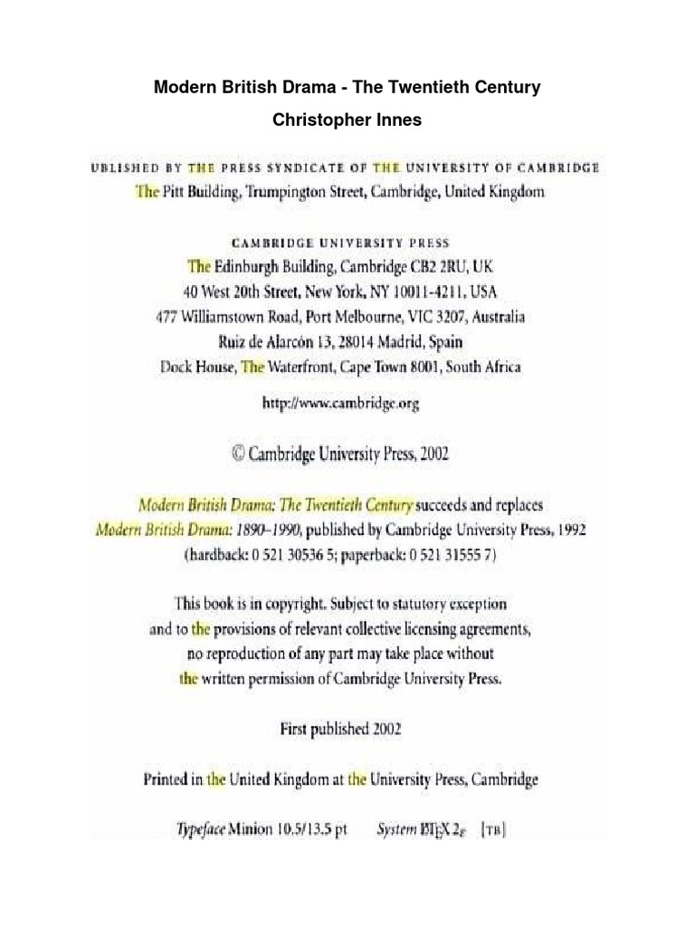 Christopher Innes. Modern British Drama - The Twentieth Century | PDF