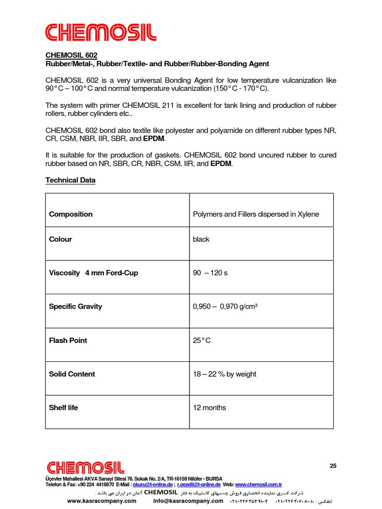 Chemosil 602 | PDF | Natural Rubber | Industrial Processes