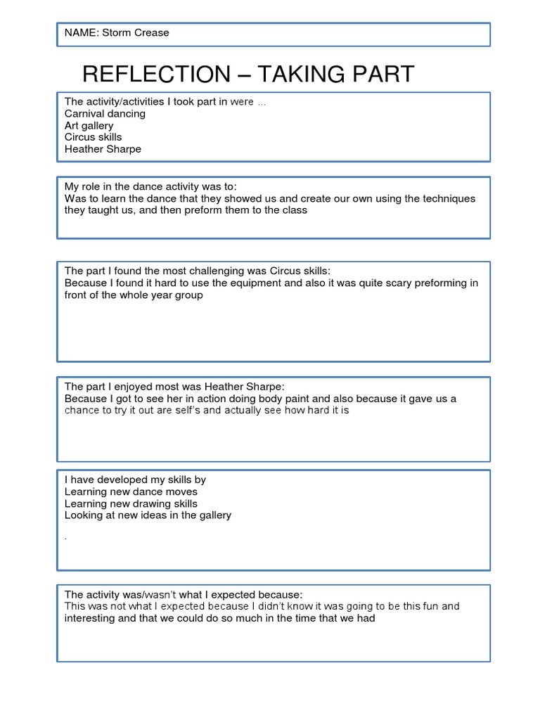 Arts Award Reflection Document | PDF | Art