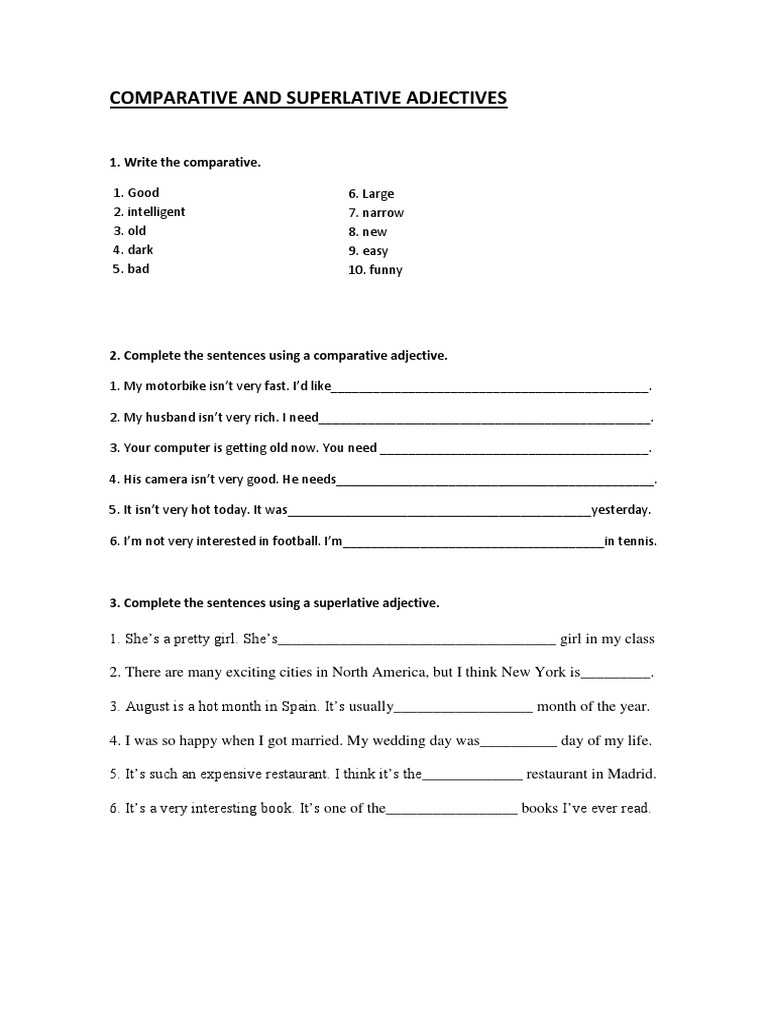 Comparative and Superlative Adjectives | PDF | Grammar | Language Mechanics