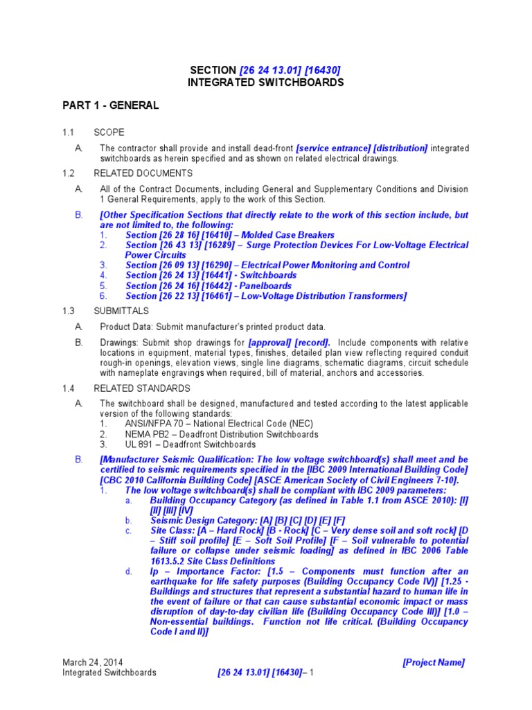 Section Integrated Switchboards Part 1 - General | PDF | Technology ...