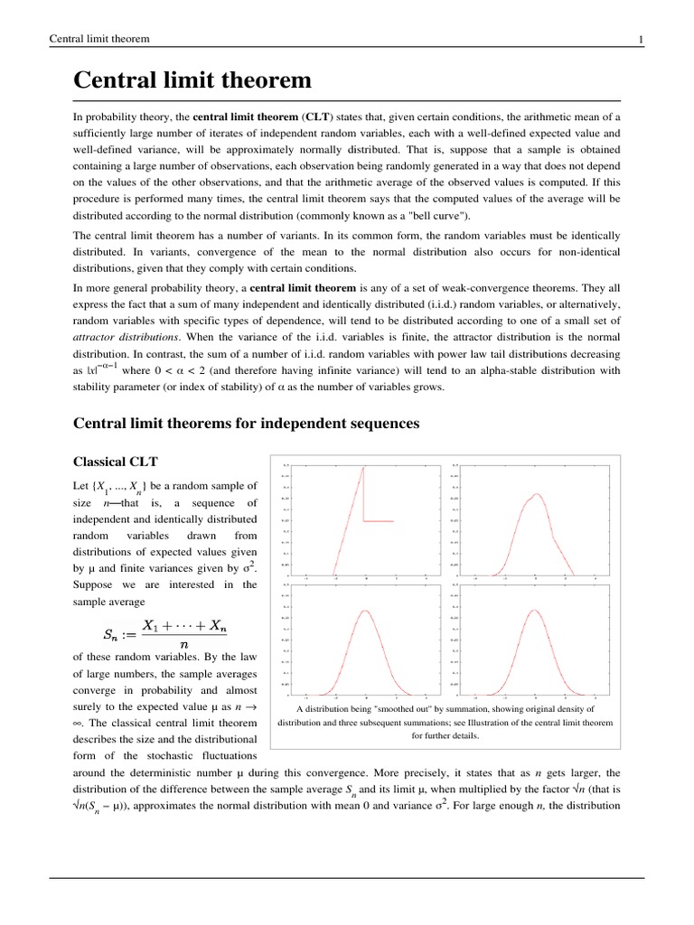 Central Limit Theorem | PDF | Normal Distribution | Variance