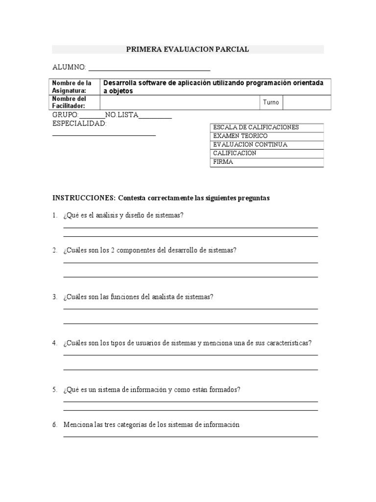 Examen Primer Parcial Programacion en Java | PDF | Objeto (informática ...