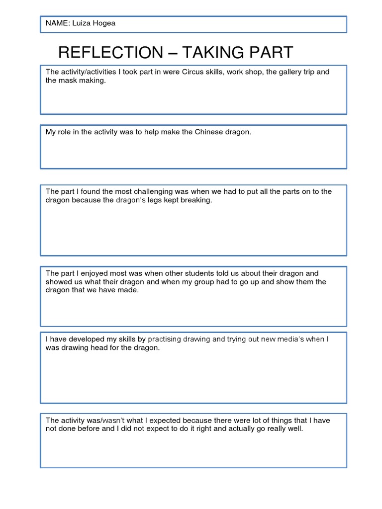 Arts Award Reflection Document | PDF | Career & Growth | Self-Improvement