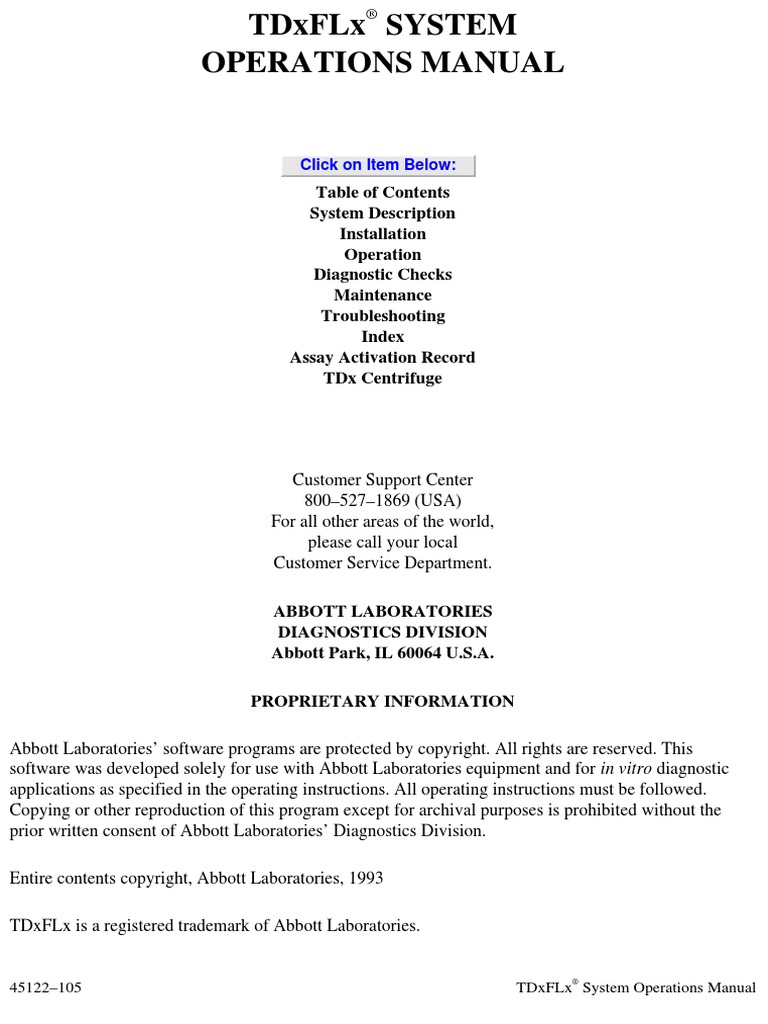 TDX FLX Operations Manual | PDF | Fluorophore | Immunoassay