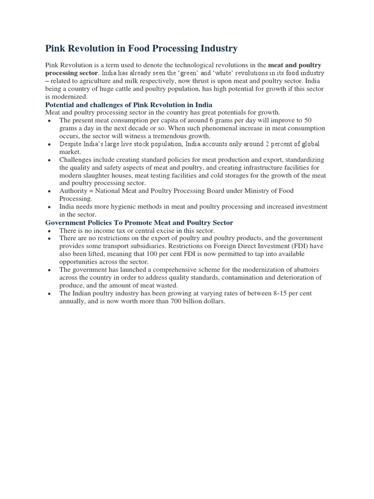 Pink Revolution in Food Processing Industry | PDF | Food Processing | Meat