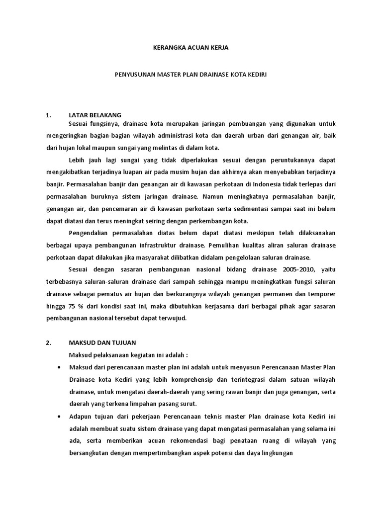 KAK Masterplan Drainase | PDF