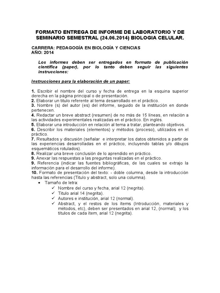 Formato Entrega de Informe | Aprendizaje | Ciencia (general) | Prueba ...