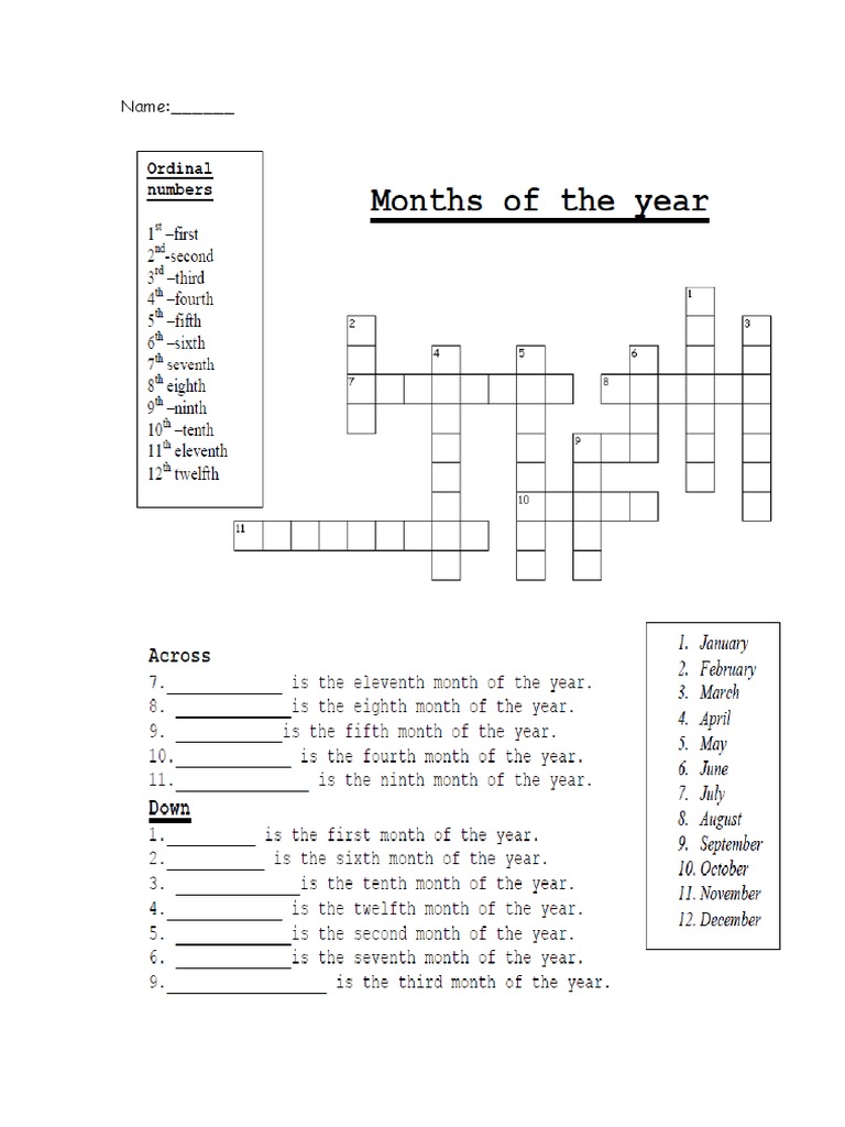 Months of The Year Worksheet | PDF