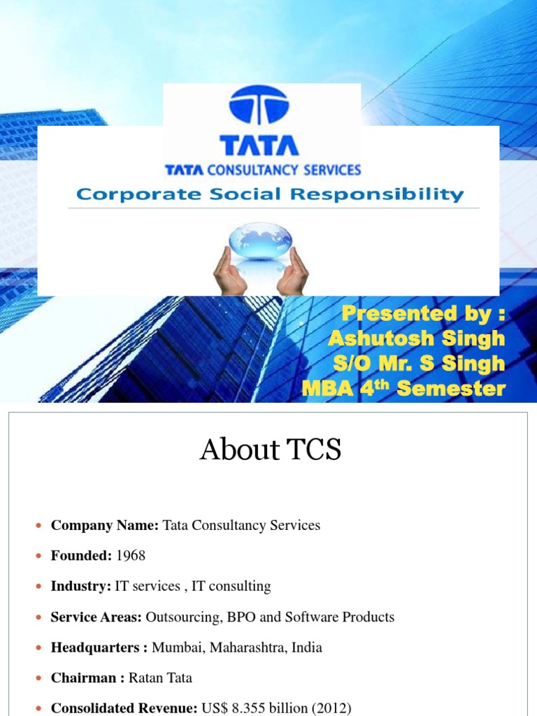 Corporate Social Responsibility - Tata Consultancy Services (TCS) | PDF ...