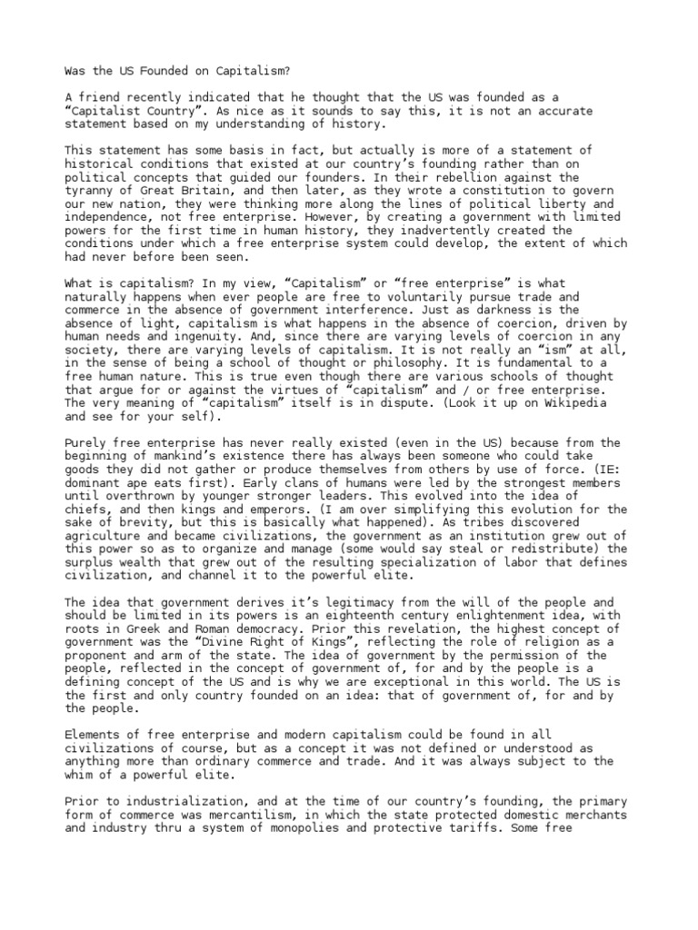 Was The US Founded On Capitalism? | PDF | Mercantilism | Capitalism