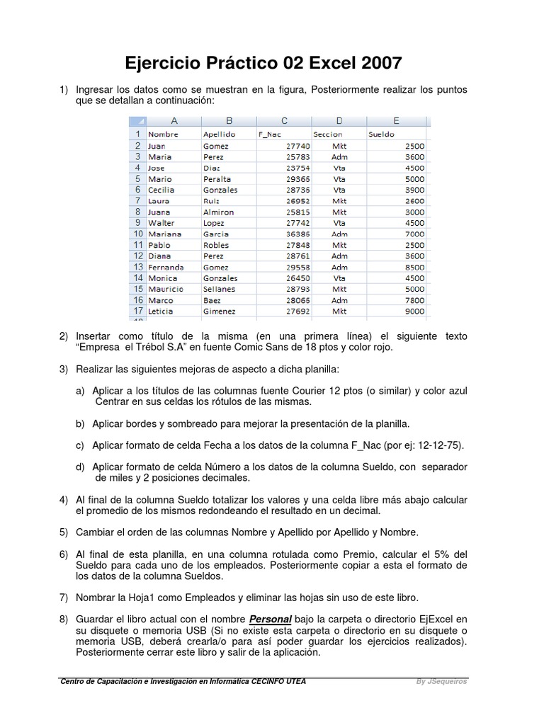 Ej Practico 2 Excel | PDF
