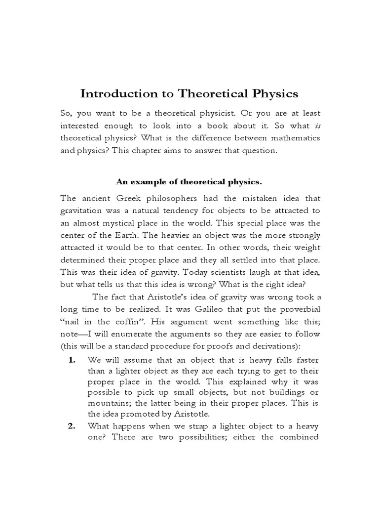 Session 1 Introduction To Theoretical Physics | PDF | Field (Physics ...