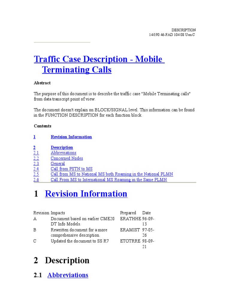 Mobile Terminating Call Description | PDF | Roaming | Networks