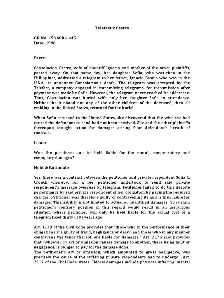 Telefast V Castro | PDF