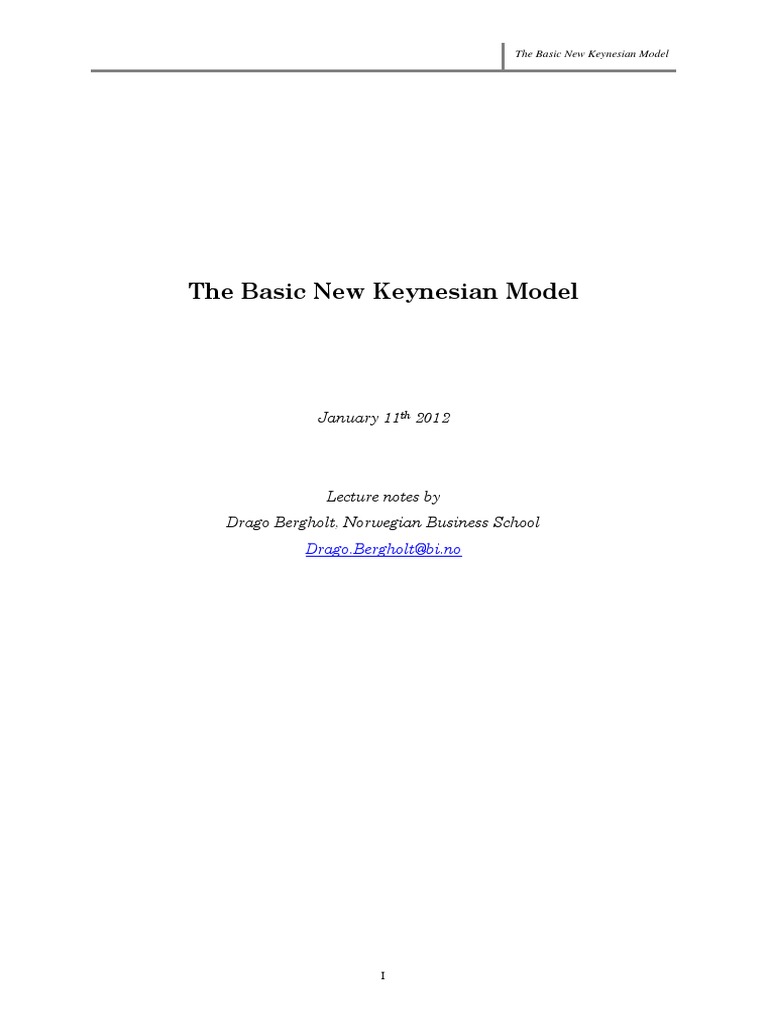 The Basic New Keynesian Model - Drago Bergholt | PDF | New Keynesian ...