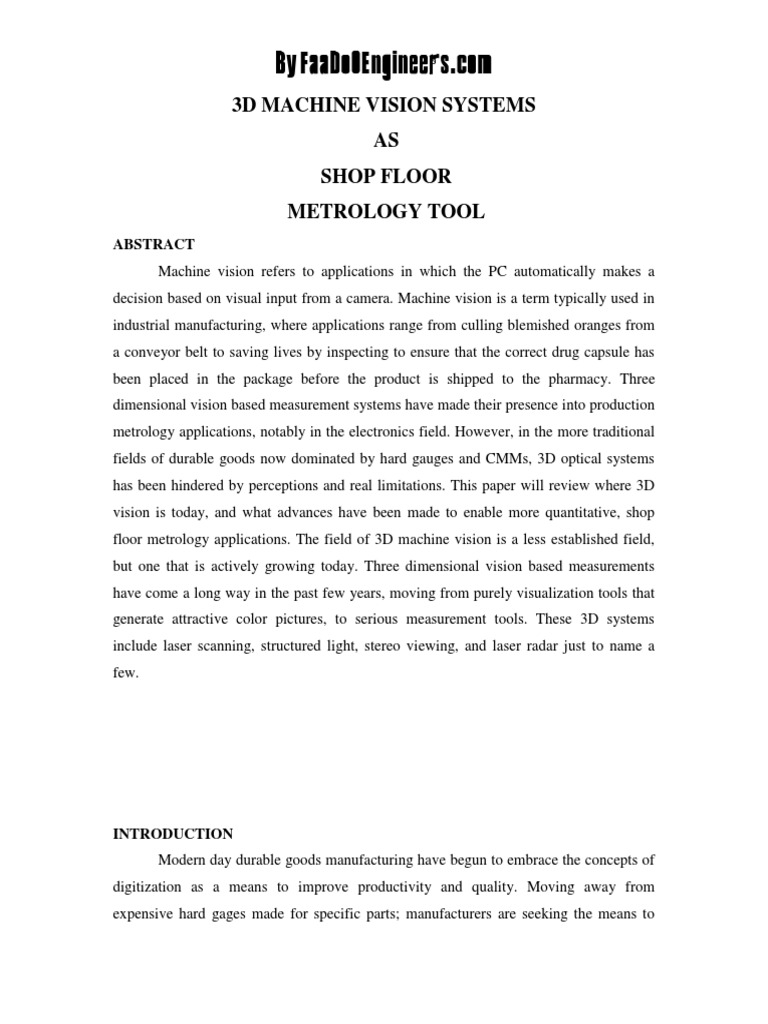 3d Machine Vision Systems | PDF