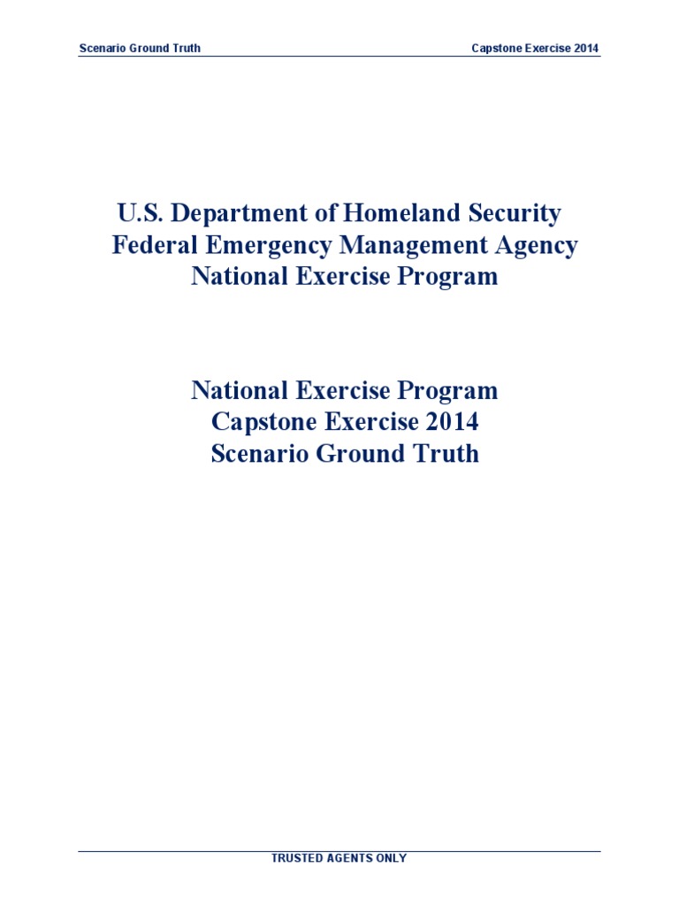 DHS/FEMA National Exercise Program - Capstone Exercise 2014 - Scenario ...