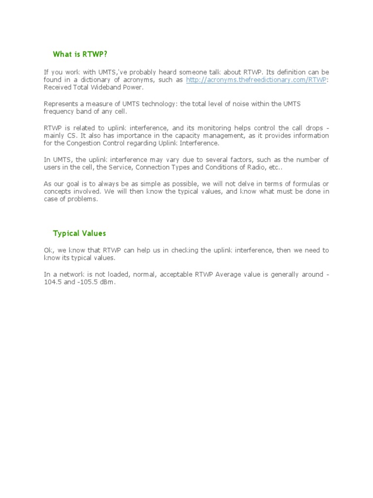 What Is RTWP | PDF | Decibel | Telecommunications