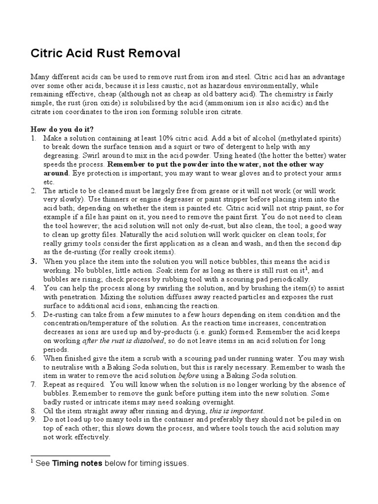 Citric Acid Rust Removal Brochure 4 | PDF | Rust | Paint