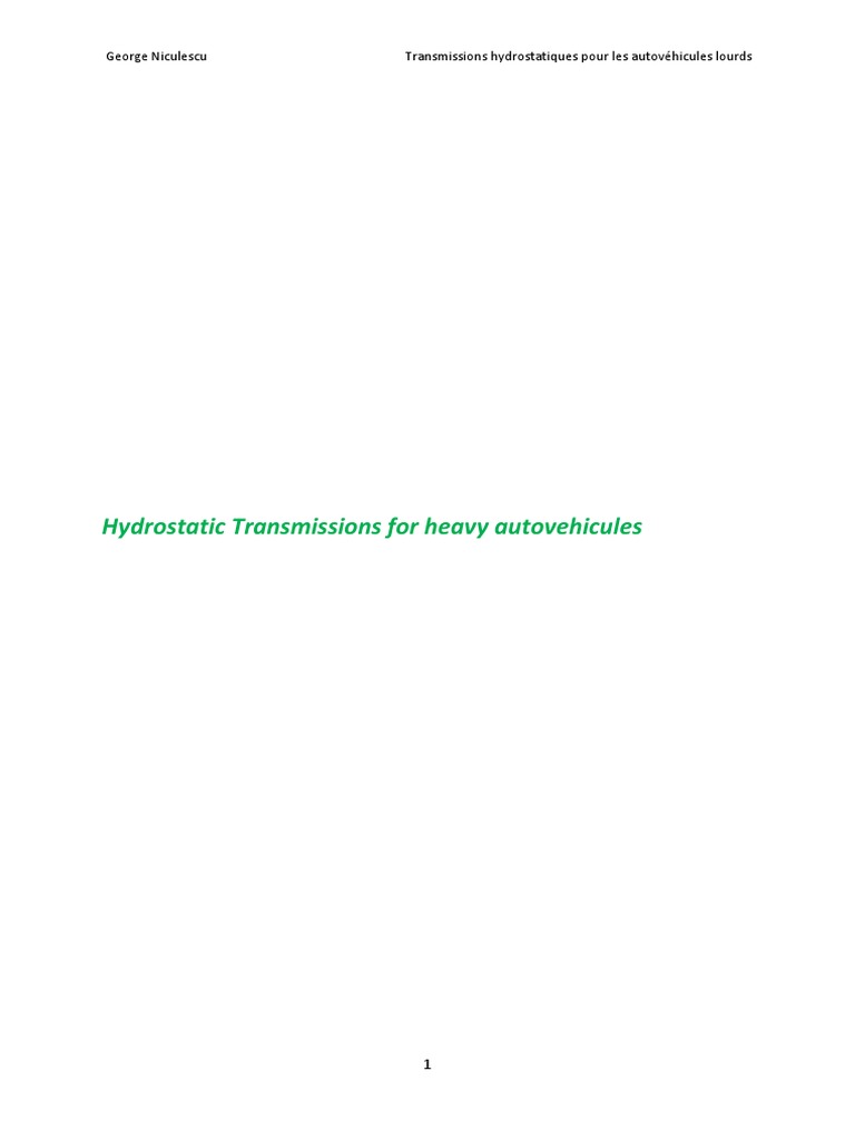 Hydrostatic Transmissions For Heavy Autovehicules | PDF | Liquids ...
