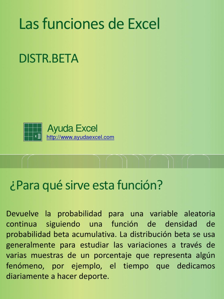 La Función de Excel DISTR - BETA | PDF | Distribución de probabilidad ...