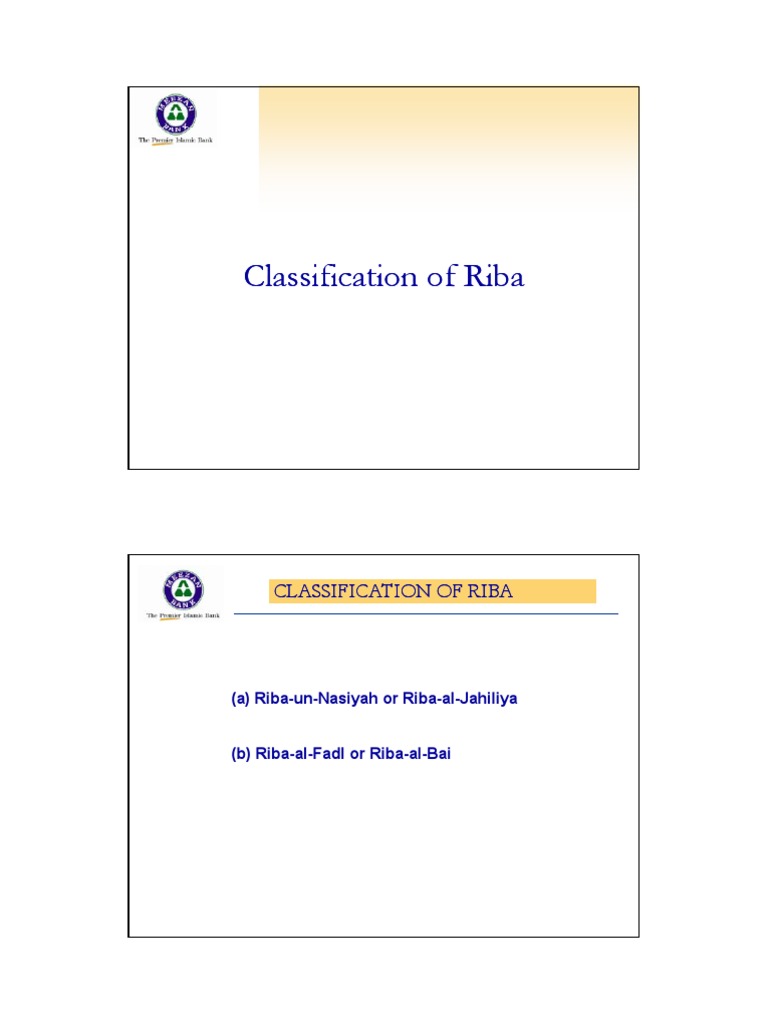 Classification of Riba | PDF | Usury | Islamic Theology