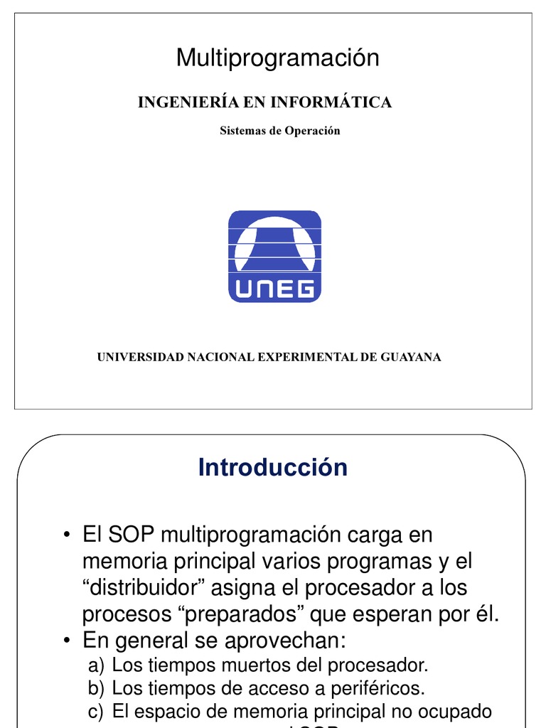 Clase II - Multiprogramacion | PDF | Hilo (Computación) | Proceso (Computación)