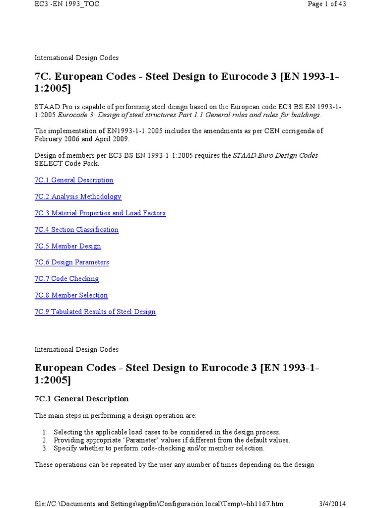 7C. European Codes - Steel Design To Eurocode 3 (EN 1993-1-1:2005 ...