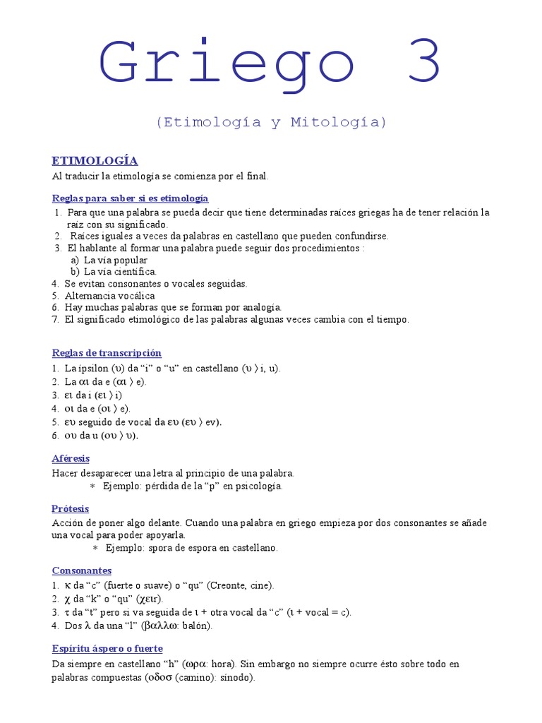 Gramática Griega - Etimología - Preposiciones | PDF