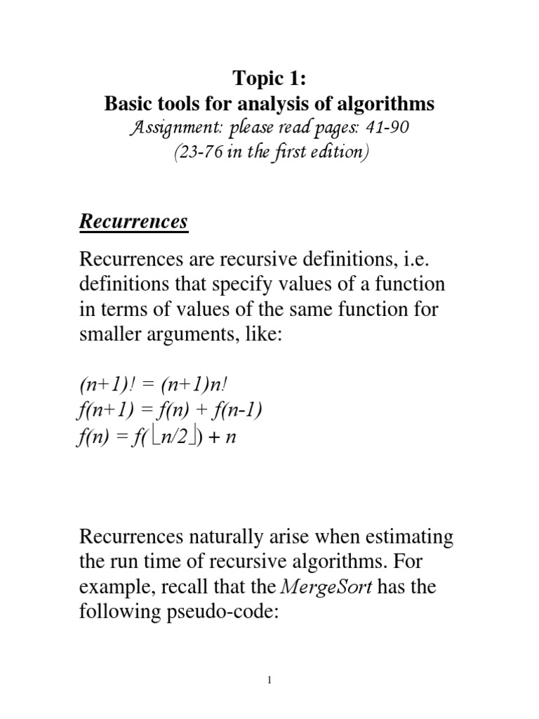 COMP3121 2 Basic Tools For Analysis of Algorithms | PDF | Analysis | Algorithms And Data Structures