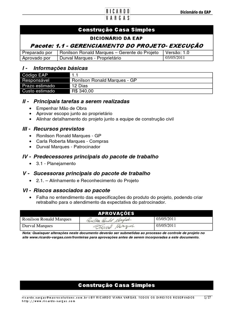 Dicionário da EAP | PDF | Engenharia | Science