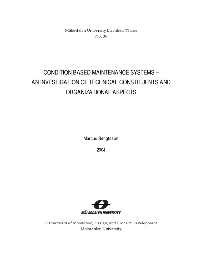 Condition Based Maintenance Systems - An Investigation of Technical Constituents and ...