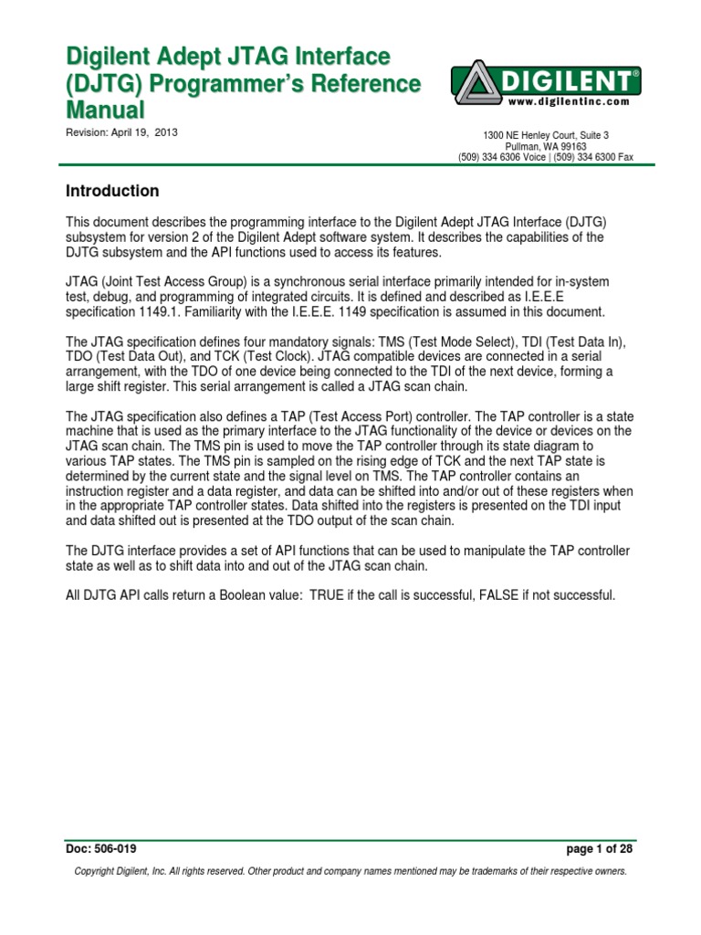 DJTG Programmer's Reference Manual | PDF | Computing | Computer Engineering