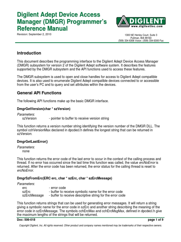 DMGR Programmer's Reference Manual | PDF | Parameter (Computer ...
