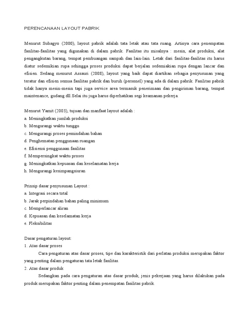 Panduan Layout Pabrik Efisien | PDF