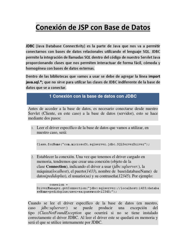 Conexiónde JSPcon Basede Datos | PDF | SQL | Java (lenguaje de programación)