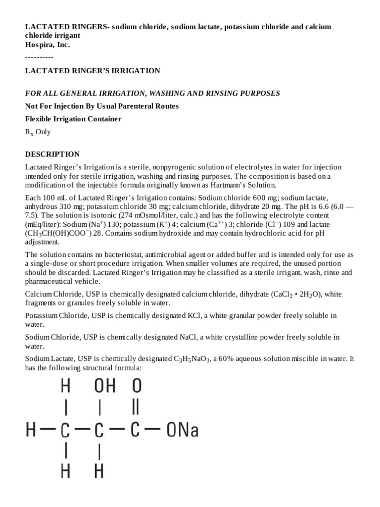 Lactated Ringer | PDF | Chloride | Sodium
