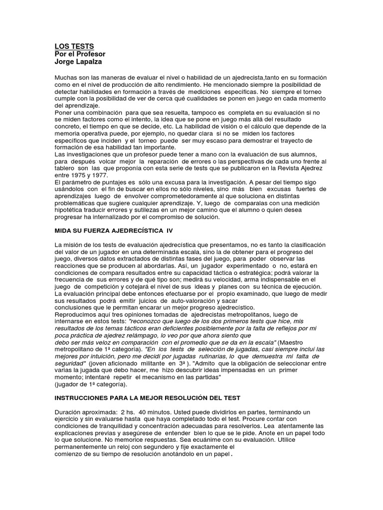Ajedrez Test ELO | PDF | Aperturas de ajedrez | Ajedrez