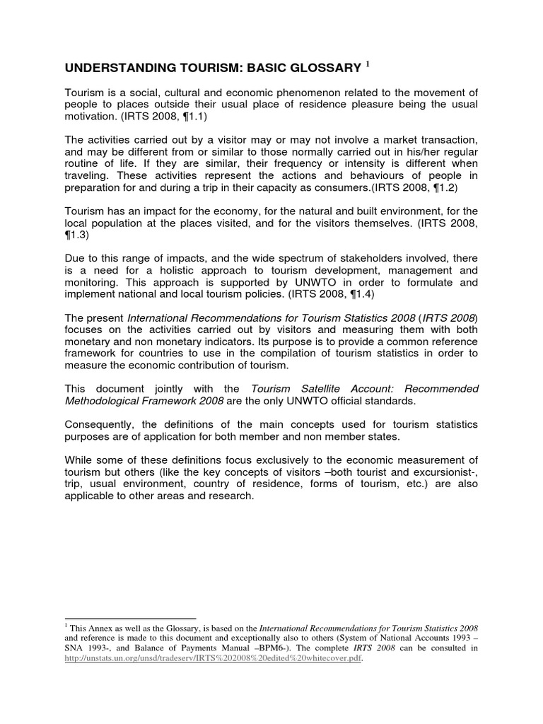 Understanding Tourism: Insights into Key Concepts and Definitions from ...