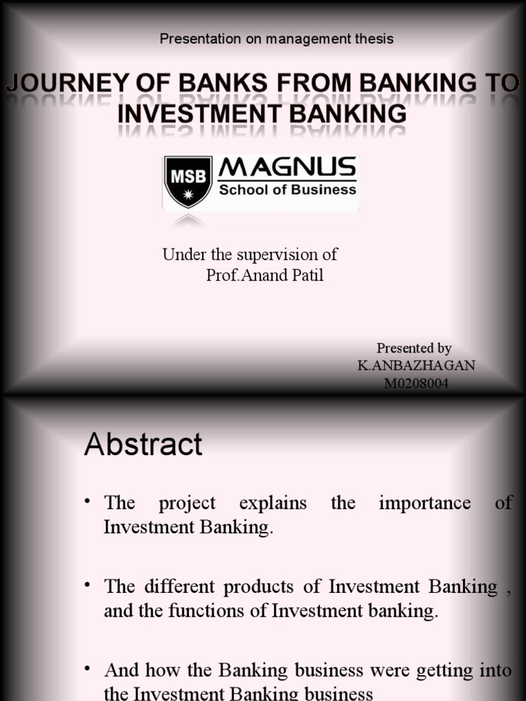 Importance of Investment Banking Explained | PDF | Investment Banking ...
