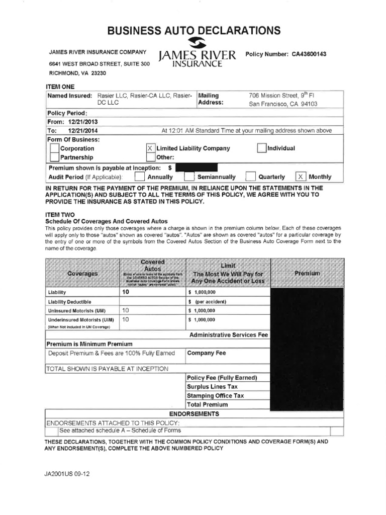 Leaked Uber Insurance Policy | PDF